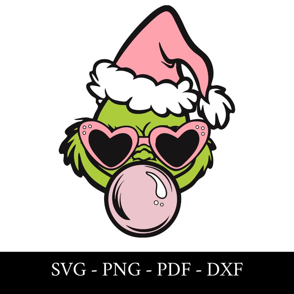 Grinch Blowing Bubbles Svg Png Dxf Pdf - Christmas Clip Art for Cricut ...