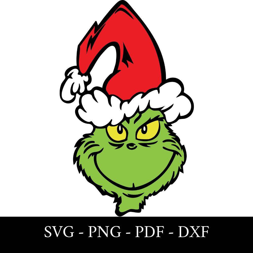 Funny Grinch Face Christmas Clip Art - Svg, Png, Dxf, Pdf - Holiday ...