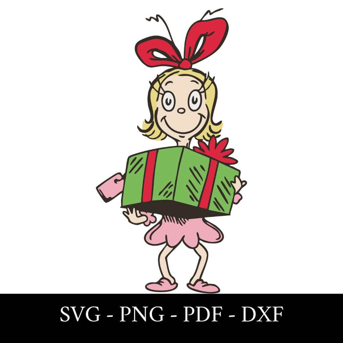 Cindy Lou Who From The Grinch Svg Png Dxf Pdf Christmas Clip Art For Cricut Holiday