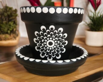 Hand Painted Mandala Dot Art Plant Pot - Etsy