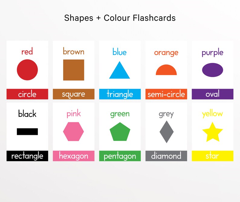 Colour Flashcards and Shape Flashcards for Toddlers - Etsy UK