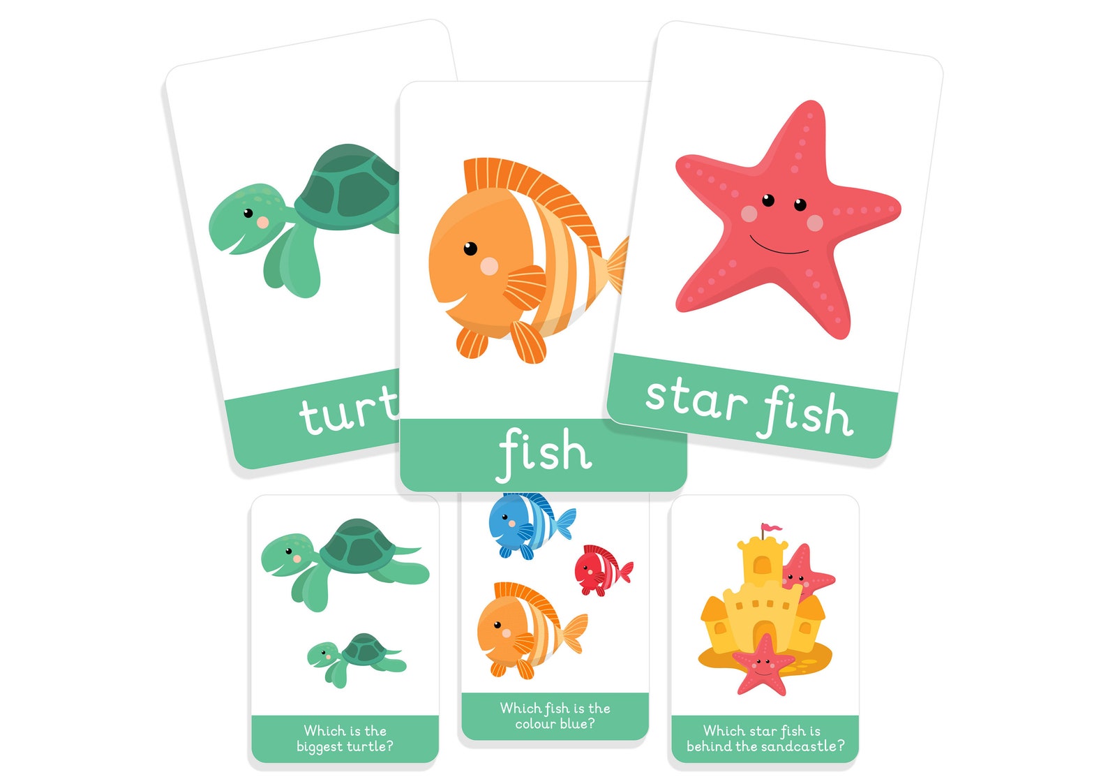 Under the Sea Flashcards Sea Life Sea Animals - Etsy