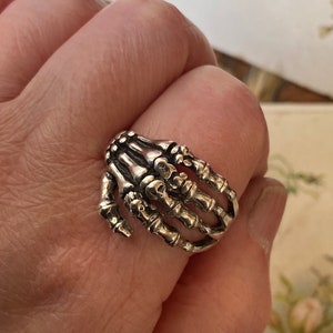 Fabulous Unusual Sterling Silver Gothic Design Skeleton Hand Statement ...