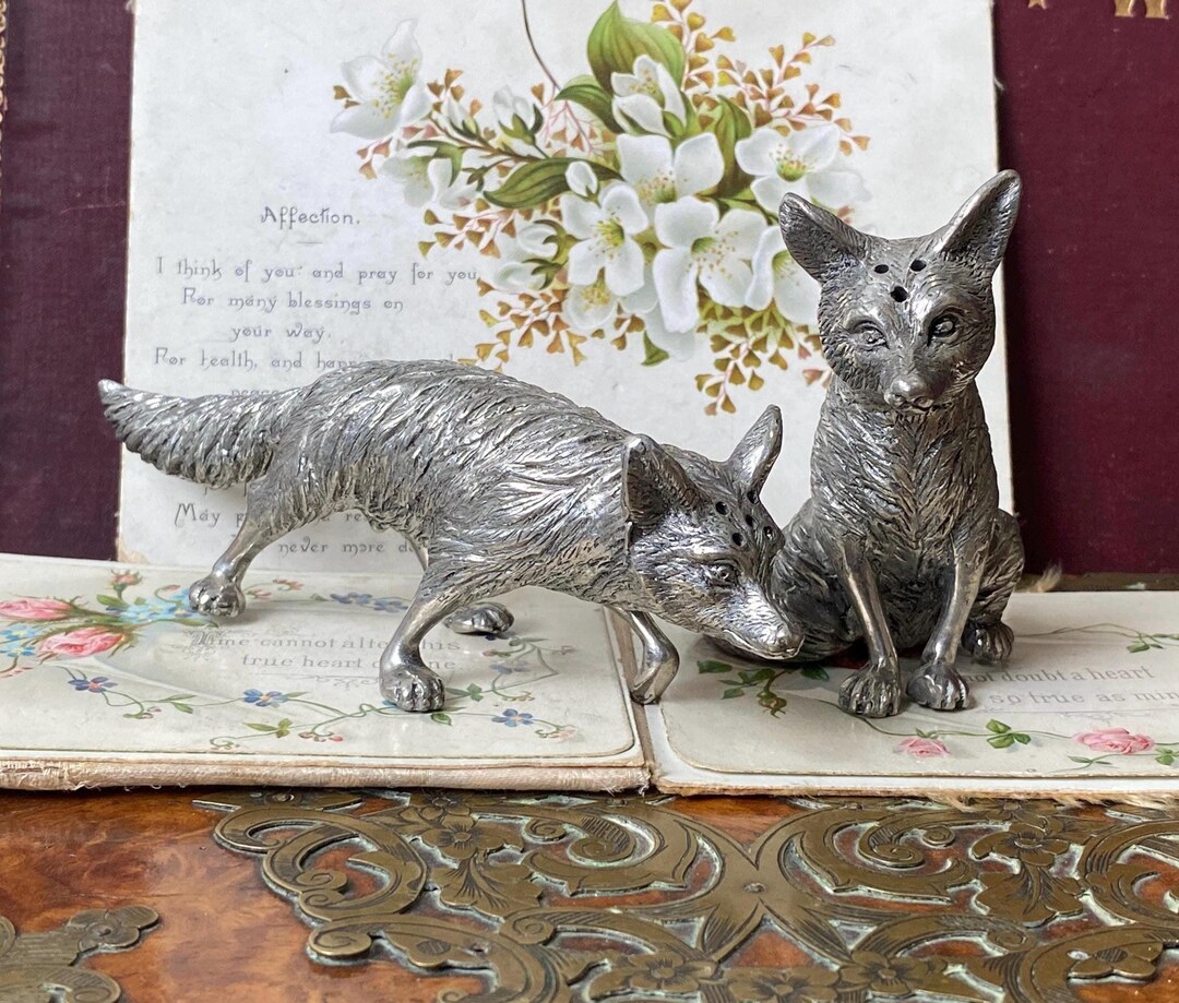 Fantastic Vintage Silver Plated Fox / Foxes Animal Novelty Salt and ...