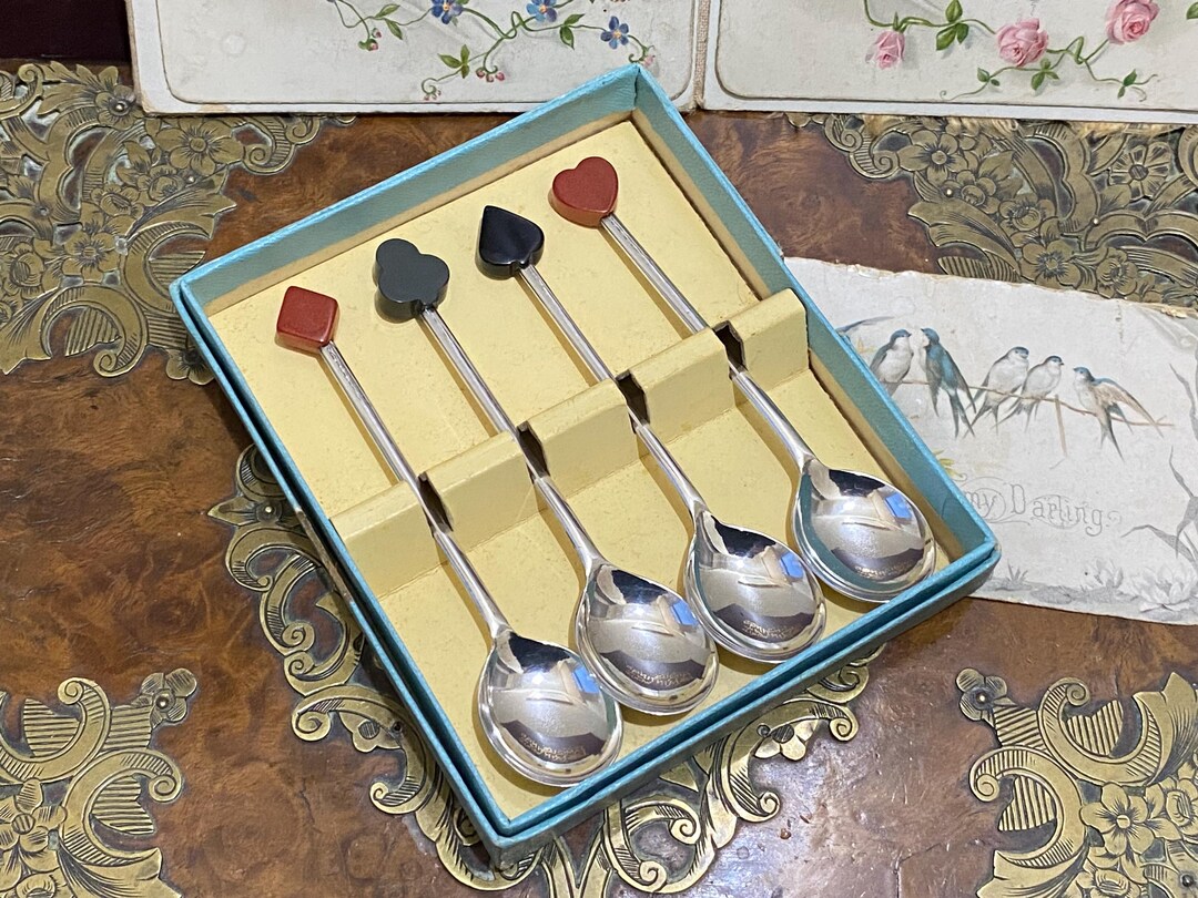 Unusual Vintage ‘art Deco’ Epns & Bakelite Heart /club /diamond /spade ...