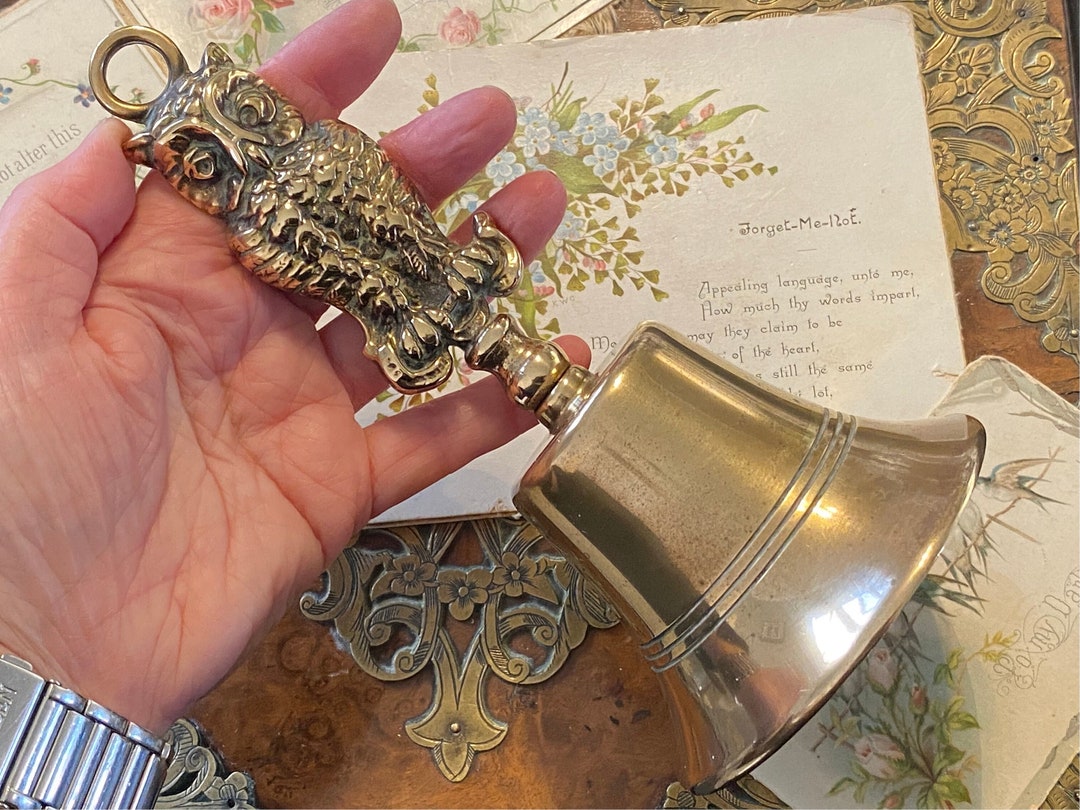 Fabulous Unusual Antique /vintage Decorative Owl Bird Brass Hand Bell ...