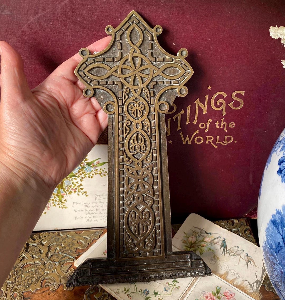 Antique Victorian/edwardian Large Heavy Bronze Metal Celtic Cross ...