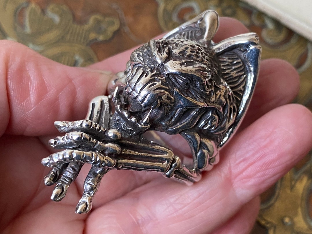 Fabulous Unusual Huge Sterling Silver Gothic Design Vampire /demon ...