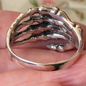 Fabulous Unusual Sterling Silver Gothic Design Skeleton Hand Statement ...
