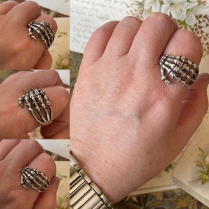 Fabulous Unusual Sterling Silver Gothic Design Skeleton Hand Statement ...