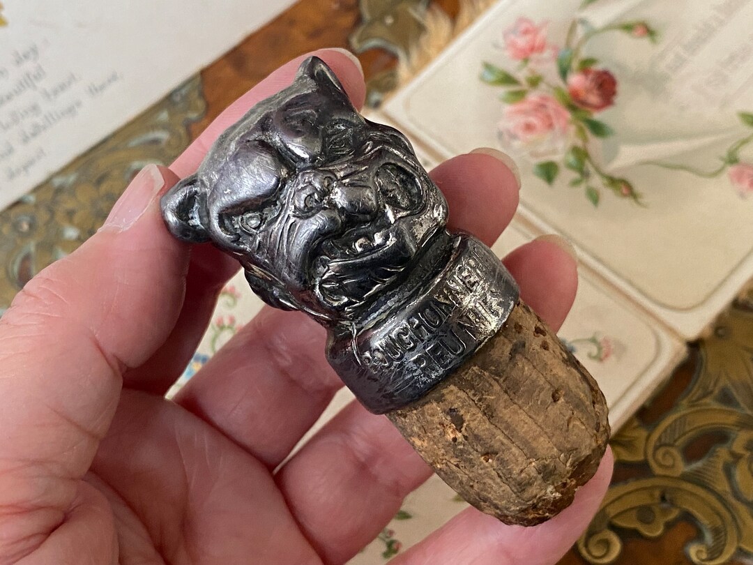 Unusual Antique Novelty Metal French Comical Bulldog Wine / Drink /cork ...