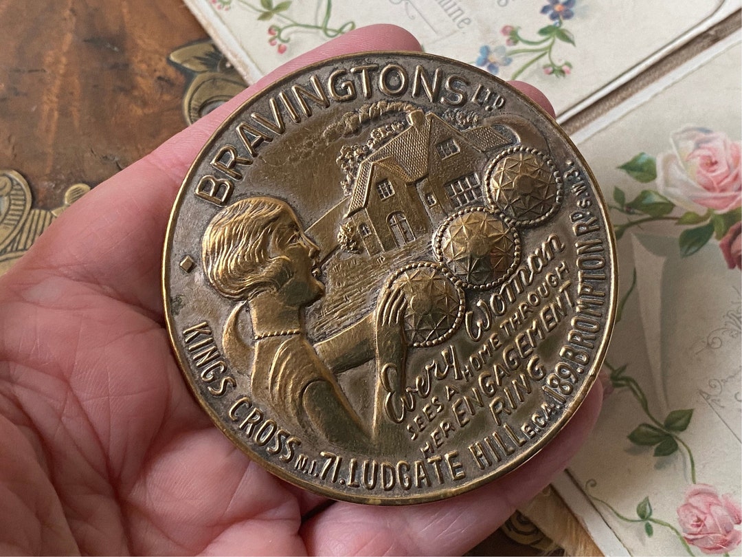 Rare Unusual Antique Art Deco “bravingtons” Jewellers Shop Engagement ...