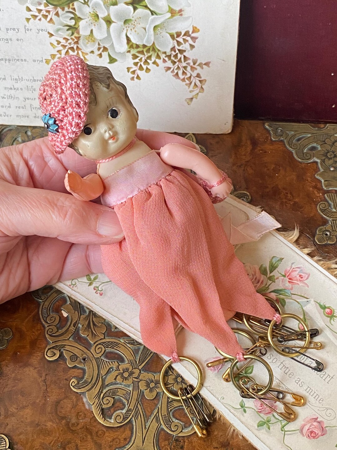 Antique Vintage 1930’s Celluloid Kewpie-style Doll Sewing Accessory ...