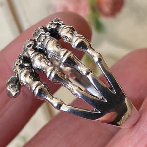Fabulous Unusual Sterling Silver Gothic Design Skeleton Hand Statement ...