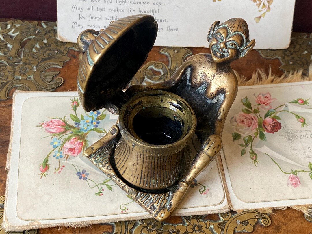 Fantastic Unusual Antique Novelty Solid Brass Lucky Pixie With ...