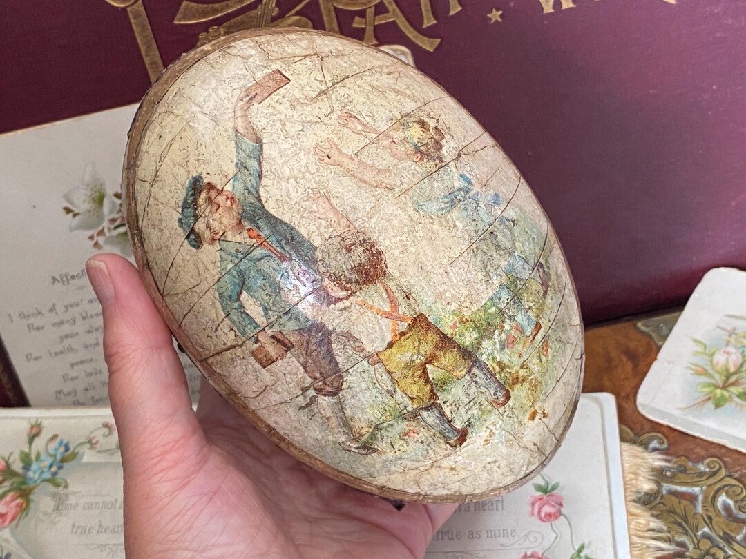 Rare Antique Edwardian Papier-mâché Easter Egg Candy / Confectionery ...