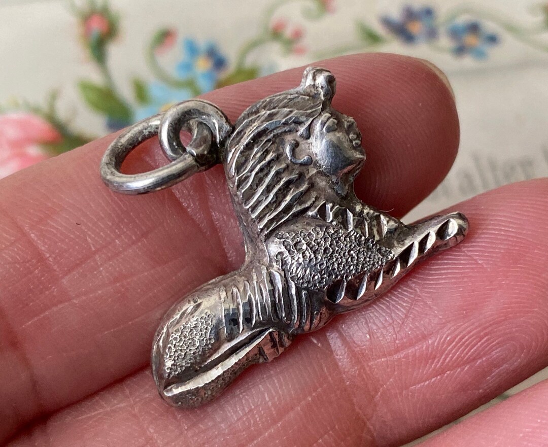 Unusual Antique Vintage Sterling Silver Egyptian Sphinx Charm /small ...