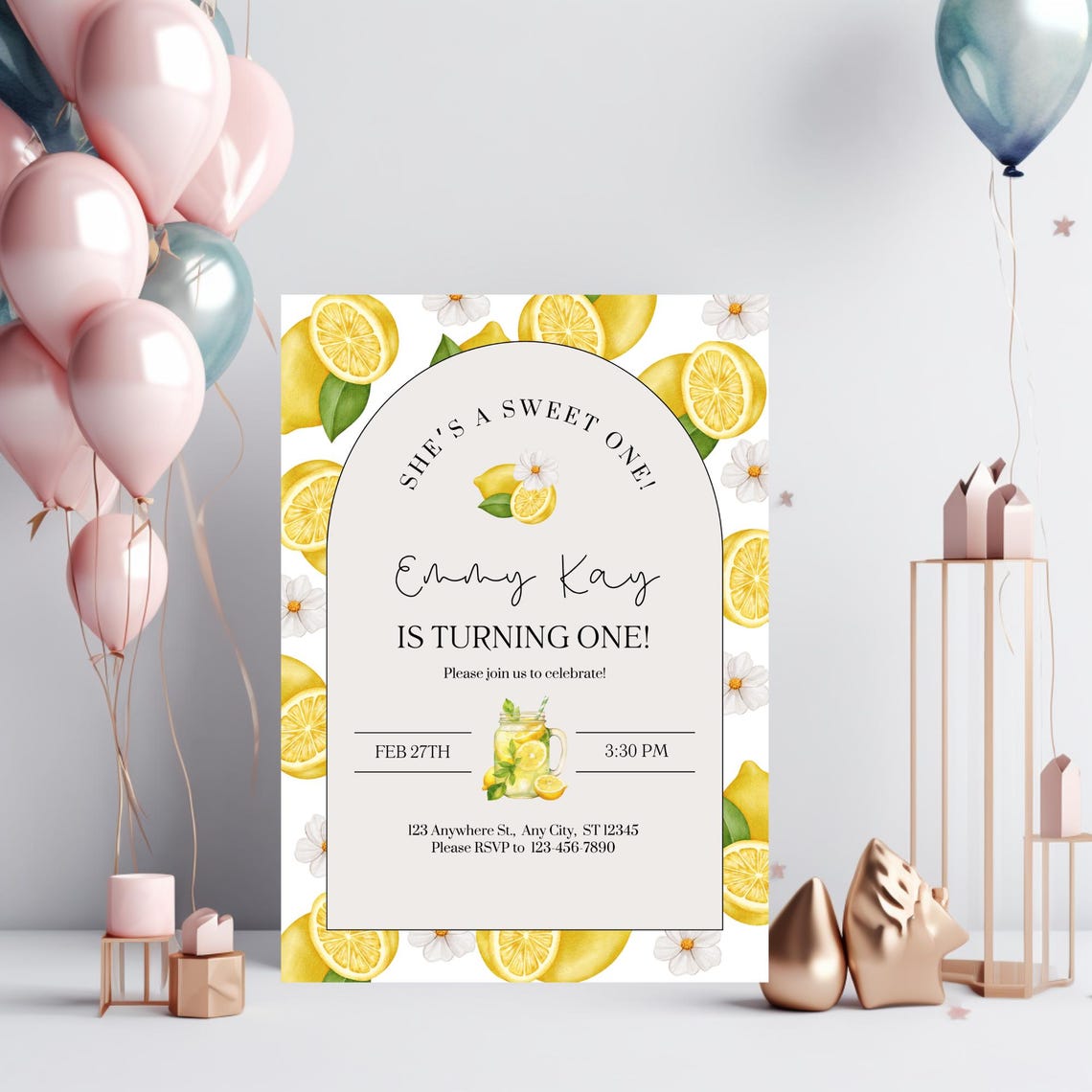 Sweet One Invitation | Lemons Party Invitation | Girls Birthday ...