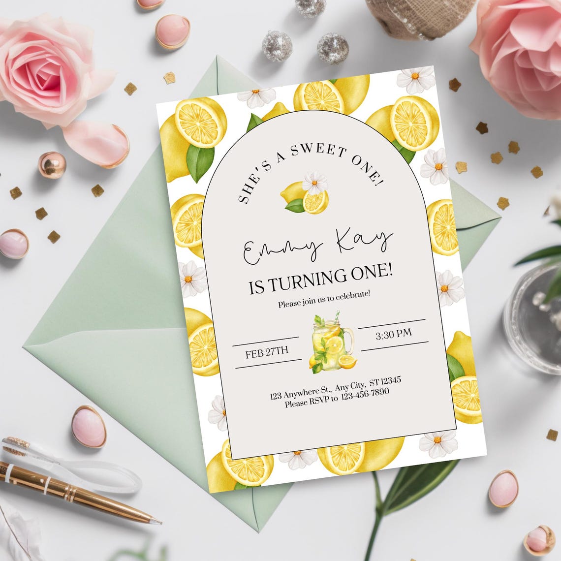 Sweet One Invitation | Lemons Party Invitation | Girls Birthday ...