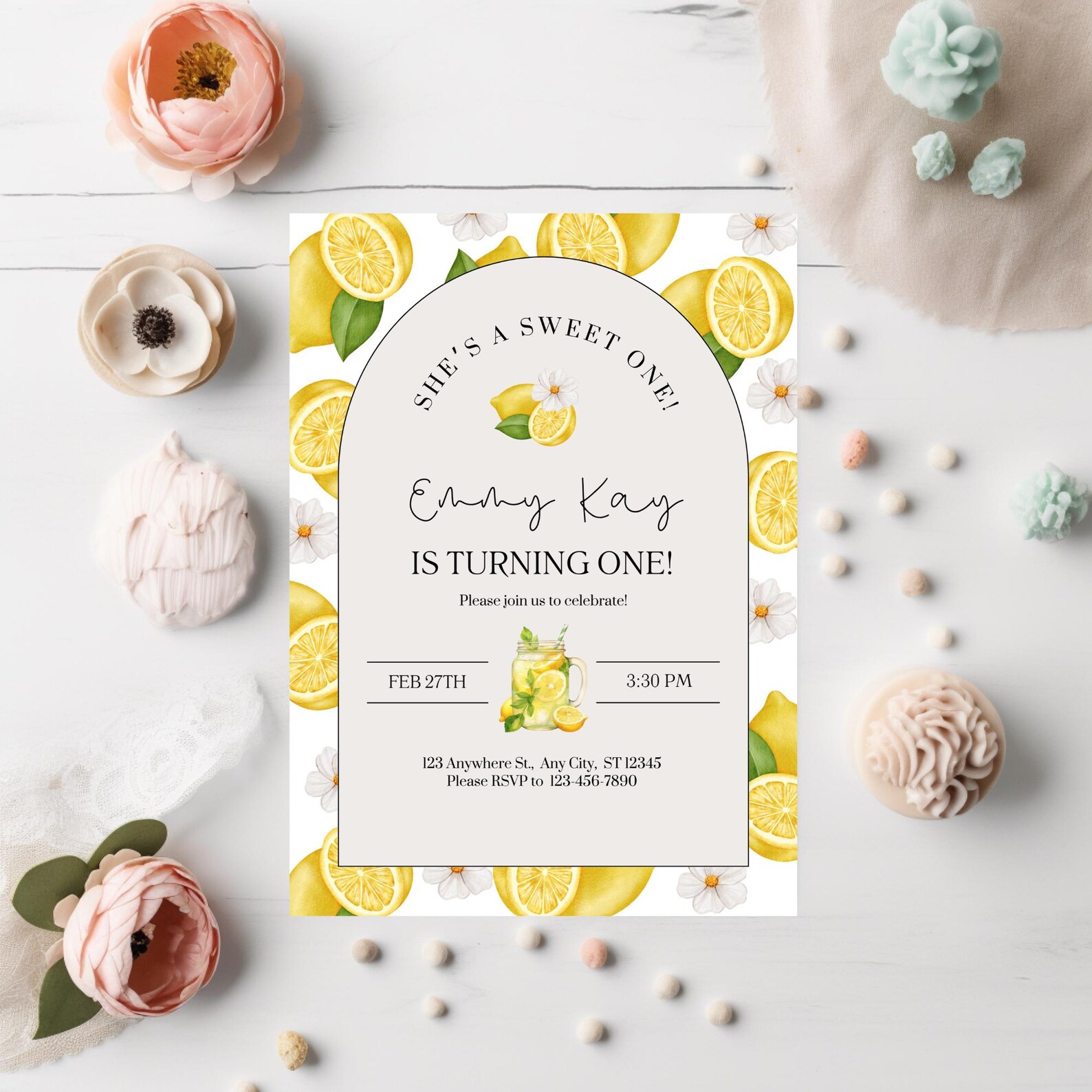 Sweet One Invitation | Lemons Party Invitation | Girls Birthday ...