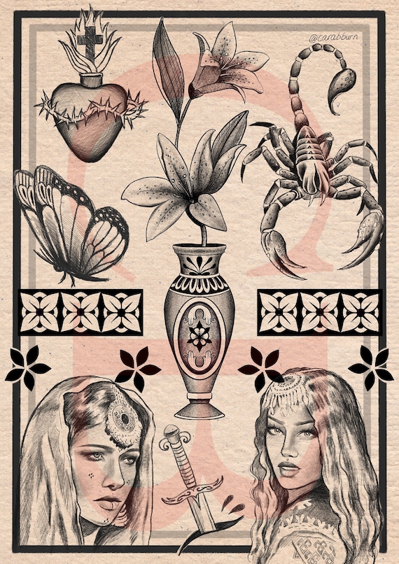 Tattoo Flash Sheet 2 | Etsy