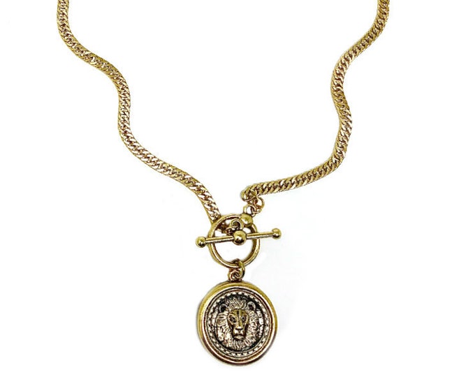 Lion Necklace , Unique Leo Necklace, Bold Antique Silver Necklace ...