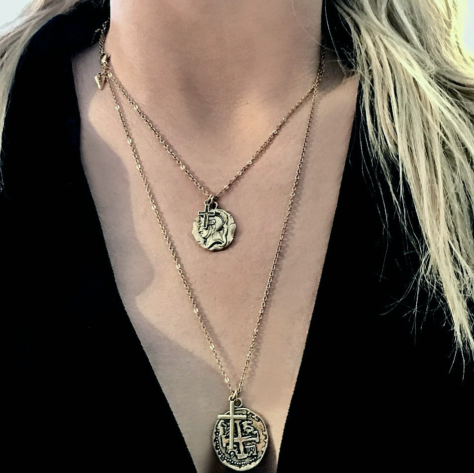 Gold Coin Necklace Spanish Ancient Style Gold Coin Pendant | Etsy