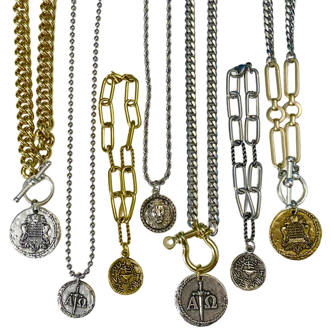 Reversible Holy Coin Necklace: Mixed Metal Religious Pendant - Etsy