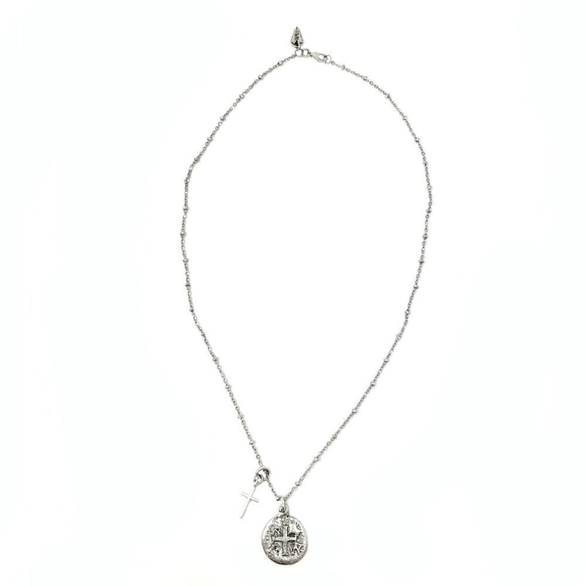 Silver Coin Cross Necklace Cross Pendant Ancient Style - Etsy