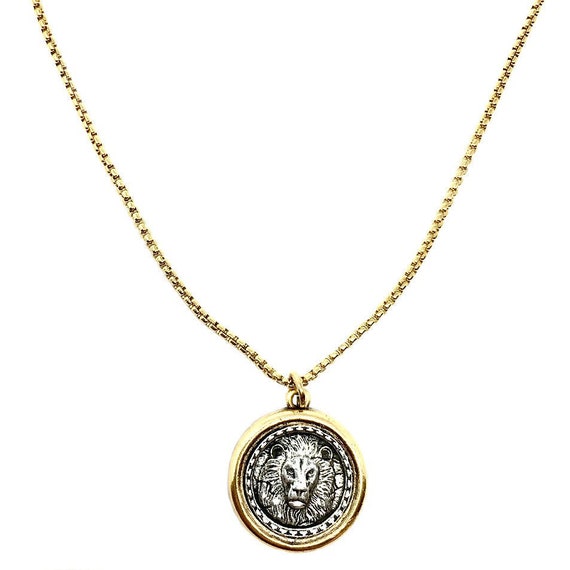 Lion Head Necklace Coin Necklace Silver or Gold in Coin - Etsy