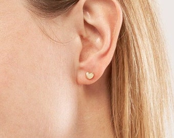 14K Solid Gold Puffy Teddy Bear Post Earrings / Stud Earrings / Push Back Studs - Etsy