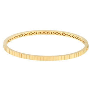 Solid 14K Yellow Gold Fluted Hinge Weave Bangle Bracelet for Women Real ...
