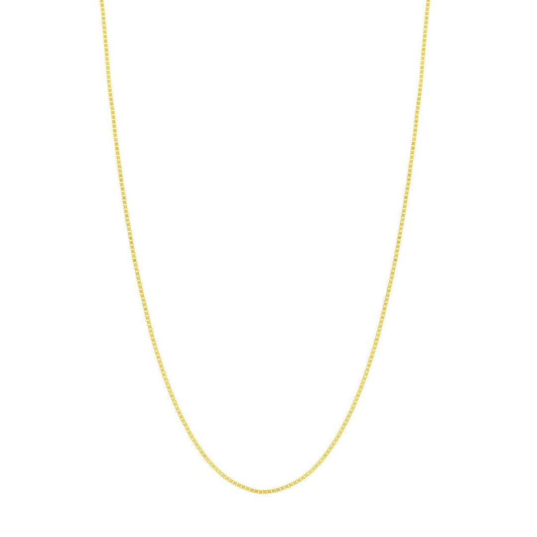 Solid Gold 0.66mm Thick Box Chain Necklaces Adjustable From 16 to 18 ...