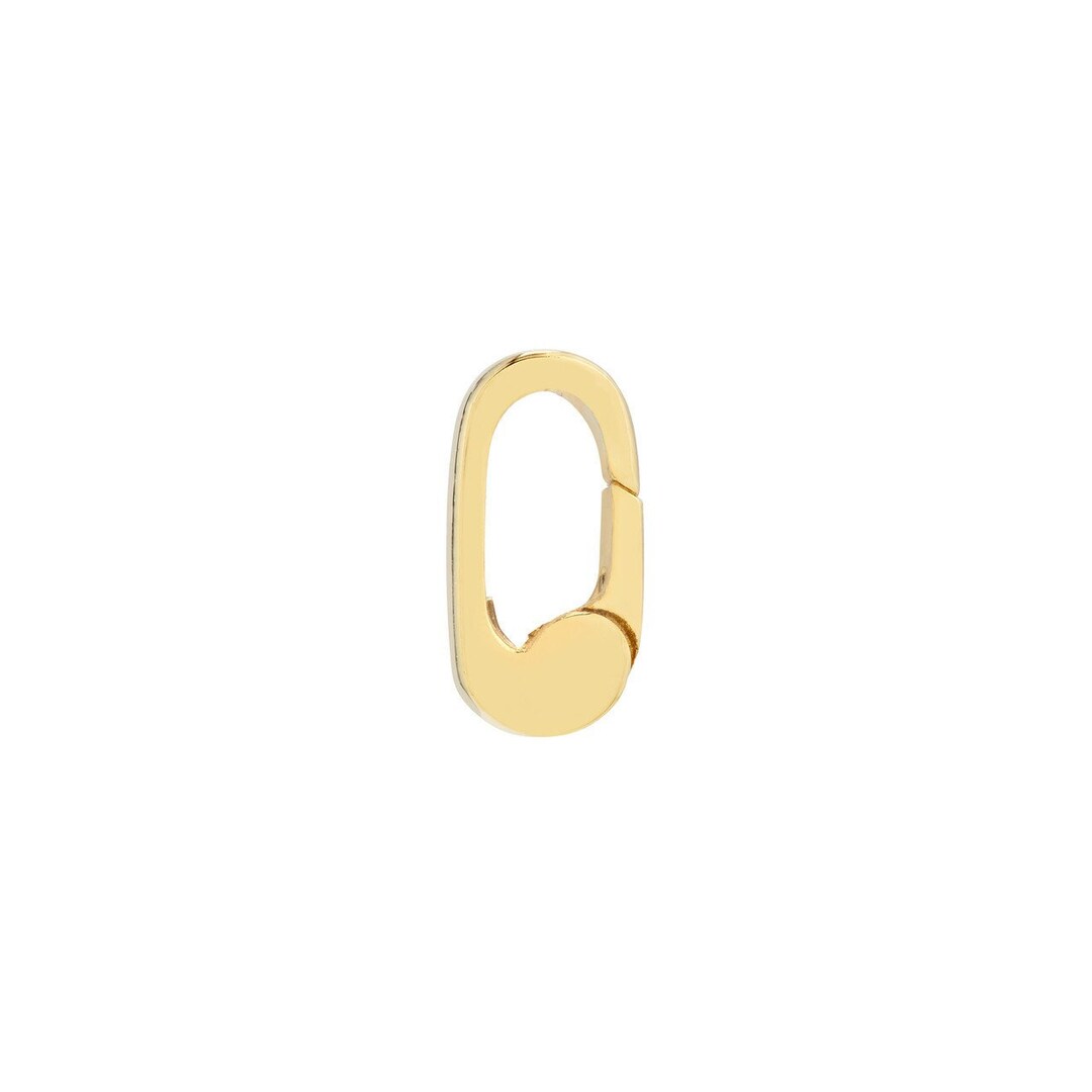 Solid 14K Gold Mini Oval Push Lock Clasp - Push Lock Pendant Only ...