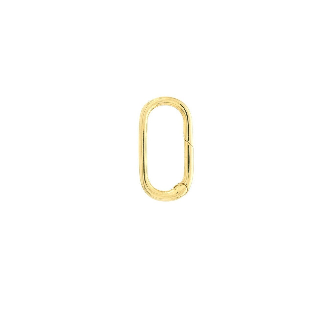 Solid 14K Gold Paper Clip Shaped Push Lock Pendant Clasp - Real Yellow ...