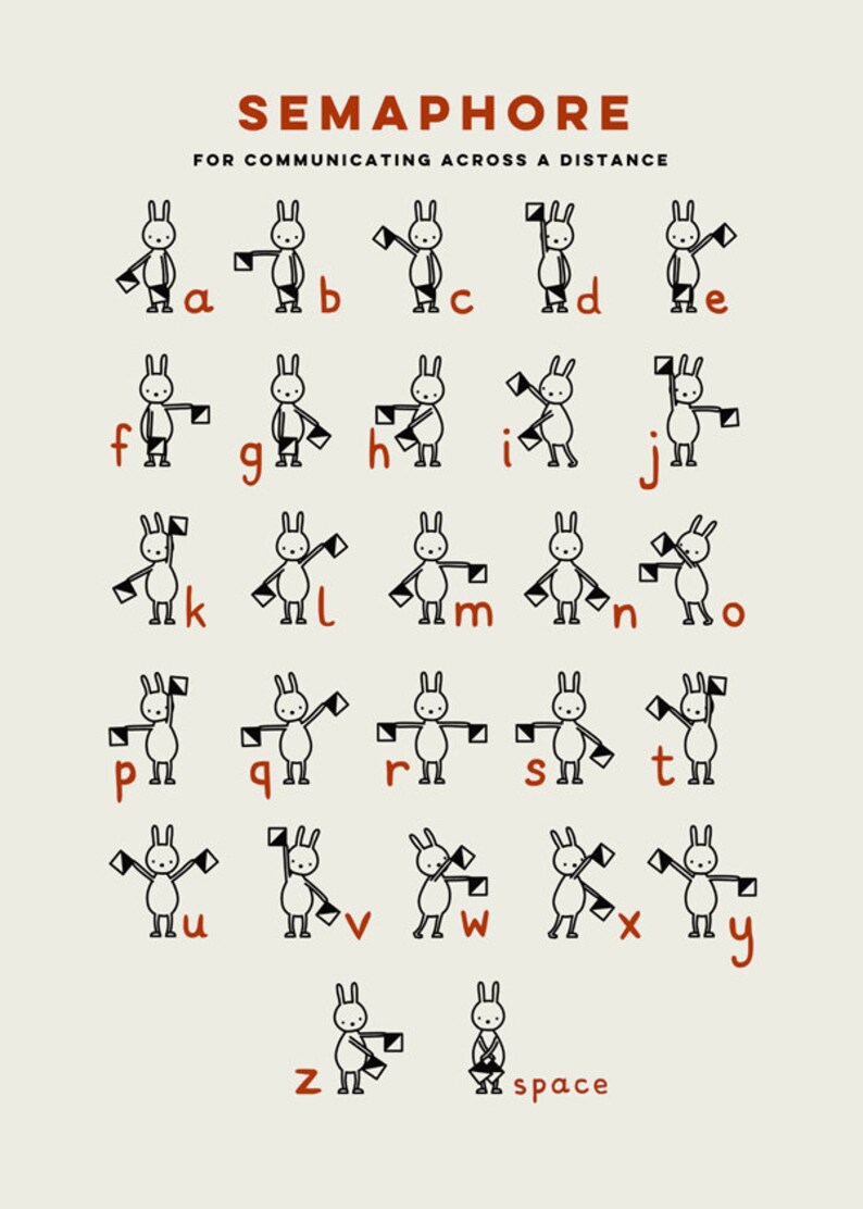 Bunny Semaphore Poster - Etsy