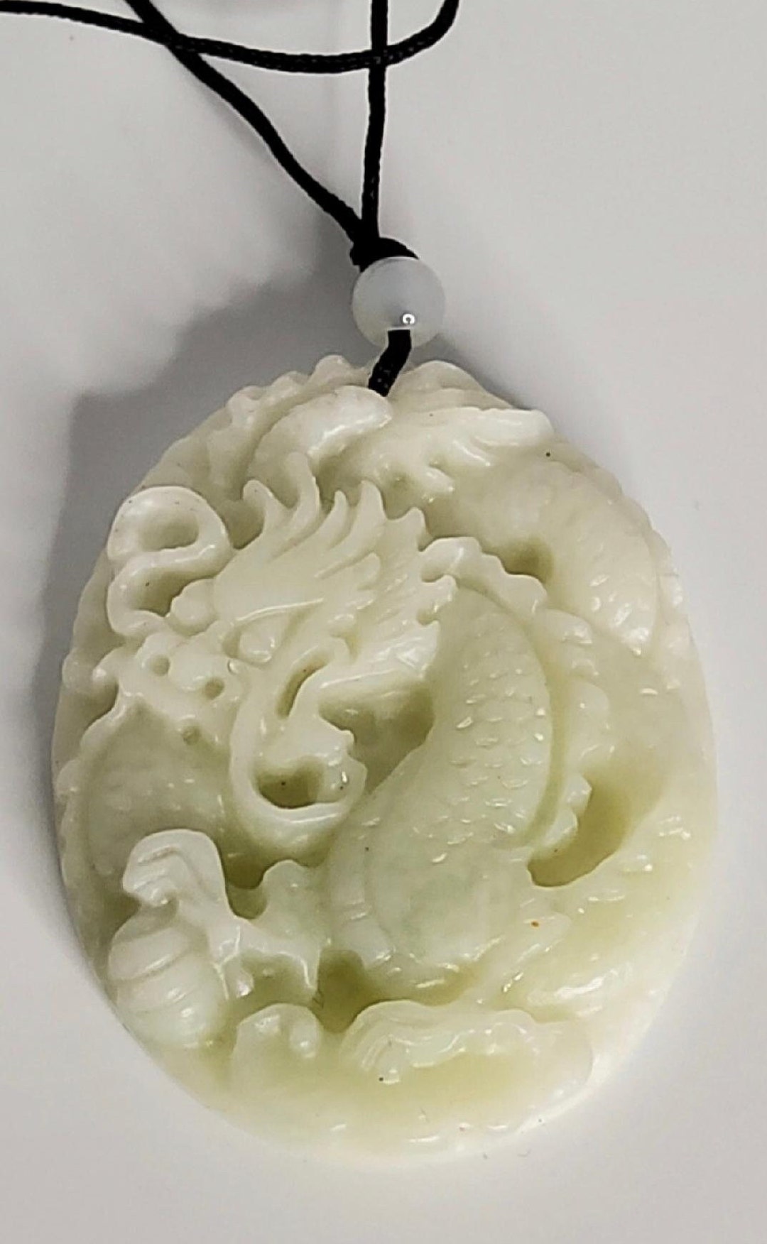 Jade Chinese Dragon Amulet With Black Satin Necklace - Etsy