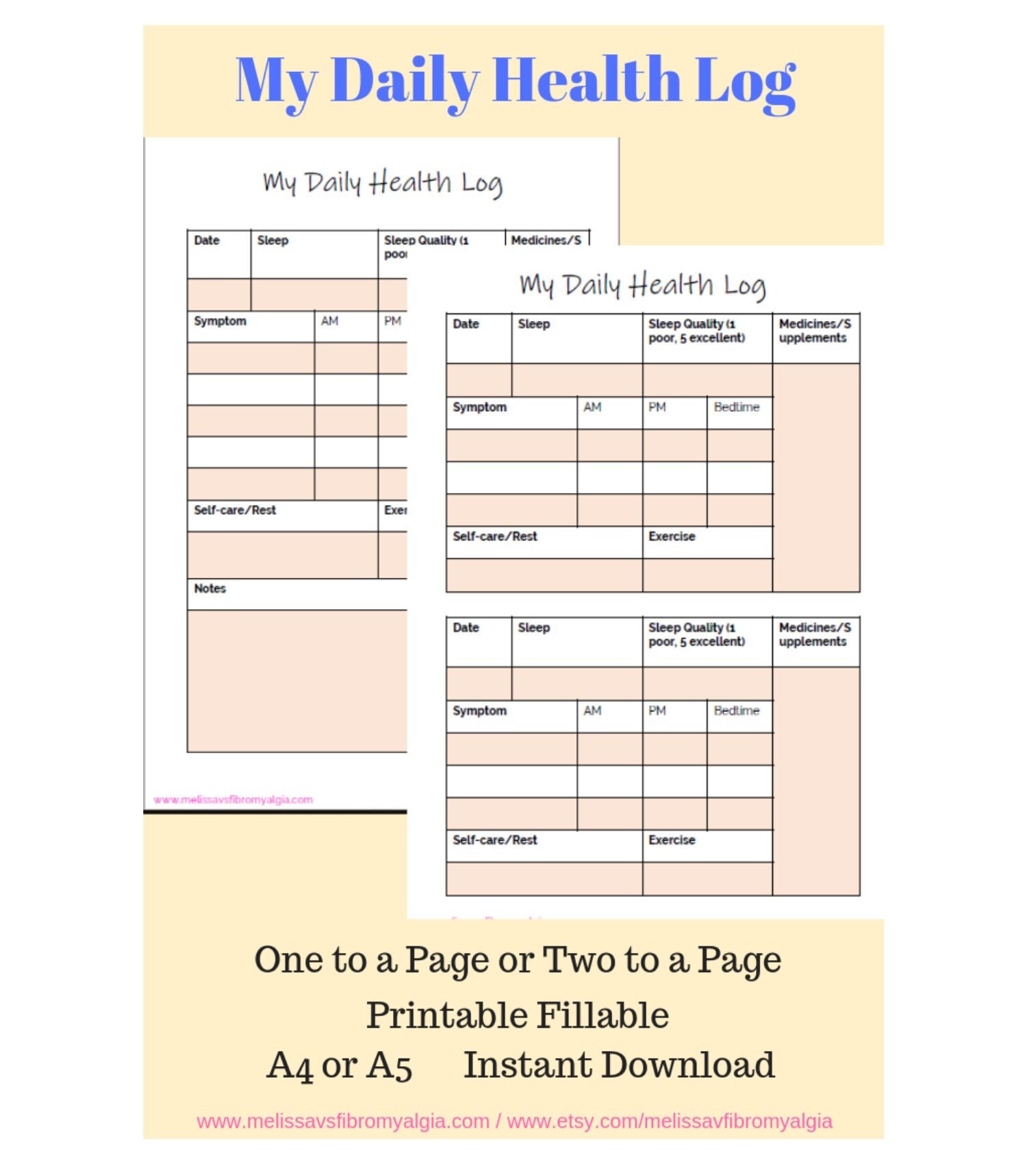 My Daily Health Log Chronic Illness Daily Symptom Tracker - Etsy New ...