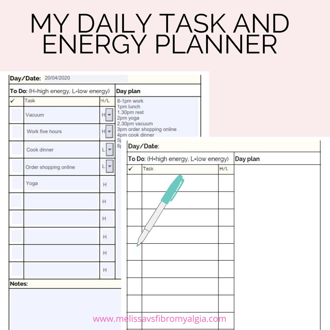 Day Planner for Chronic Pain and Fatigue Using Pacing Principles ...
