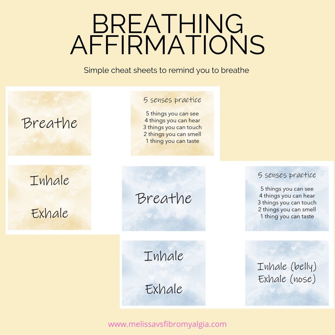 Breathing Affirmations, Self-care Meditation Cards - Etsy