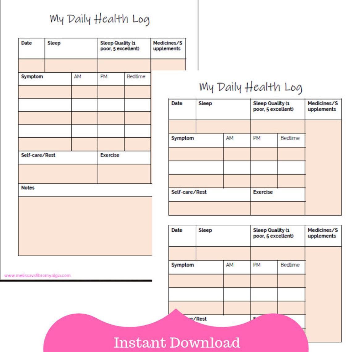 My Daily Health Log, Chronic Illness Daily Symptom Tracker ...