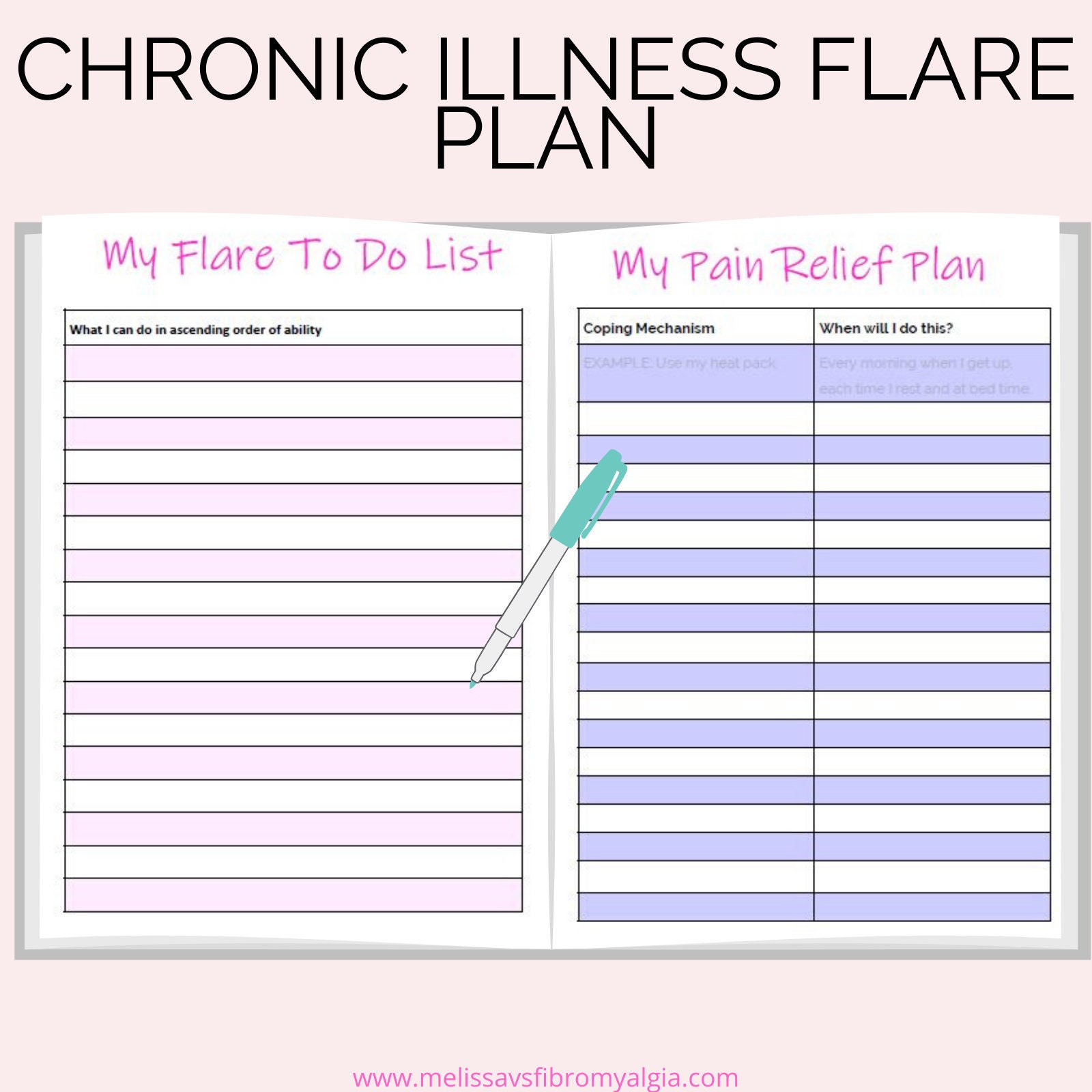 Chronic Illness Flare Planning Kit Chronic Pain Relief Plan - Etsy New ...