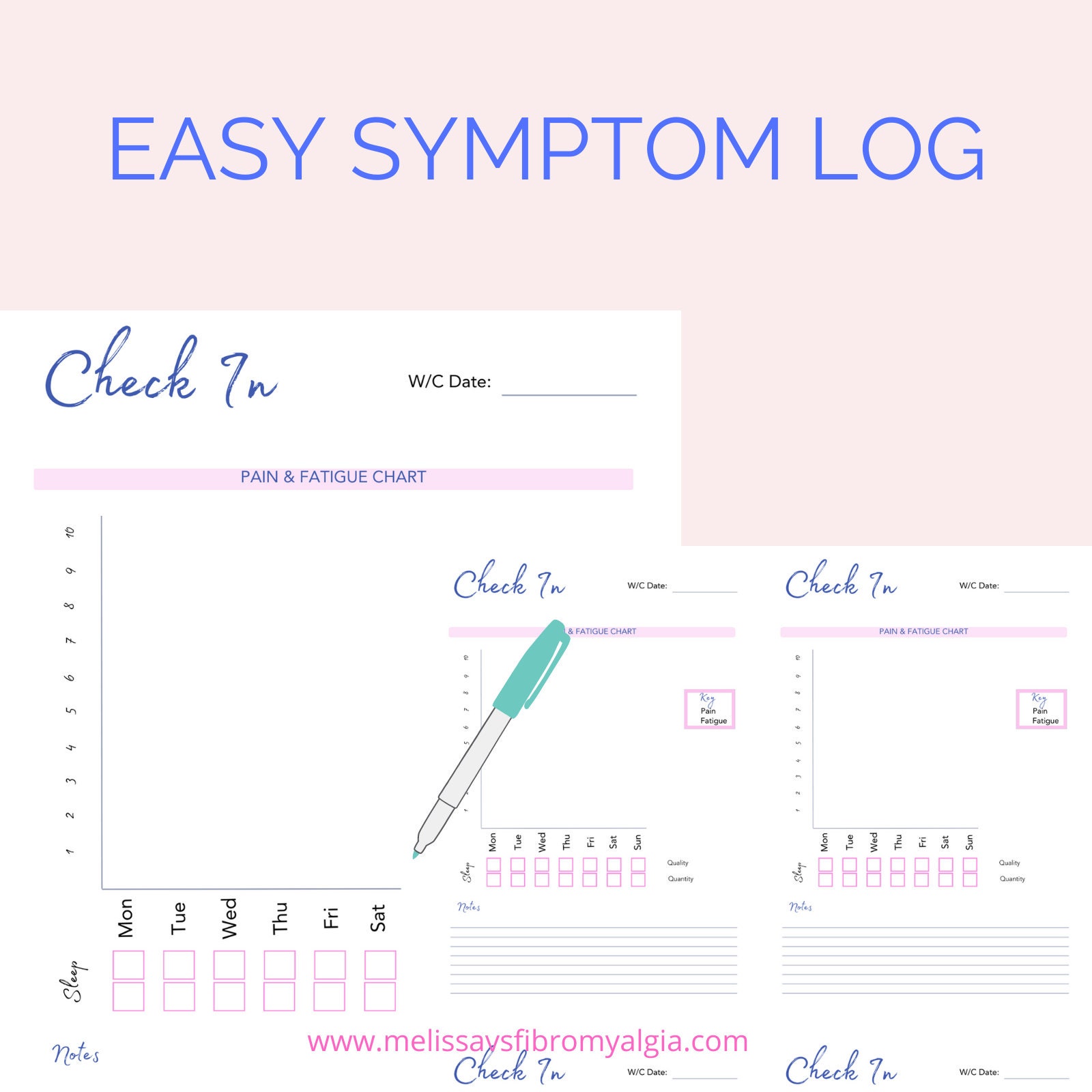 Pain and Fatigue Log, Easy Chart to Track Chronic Illness With Free ...