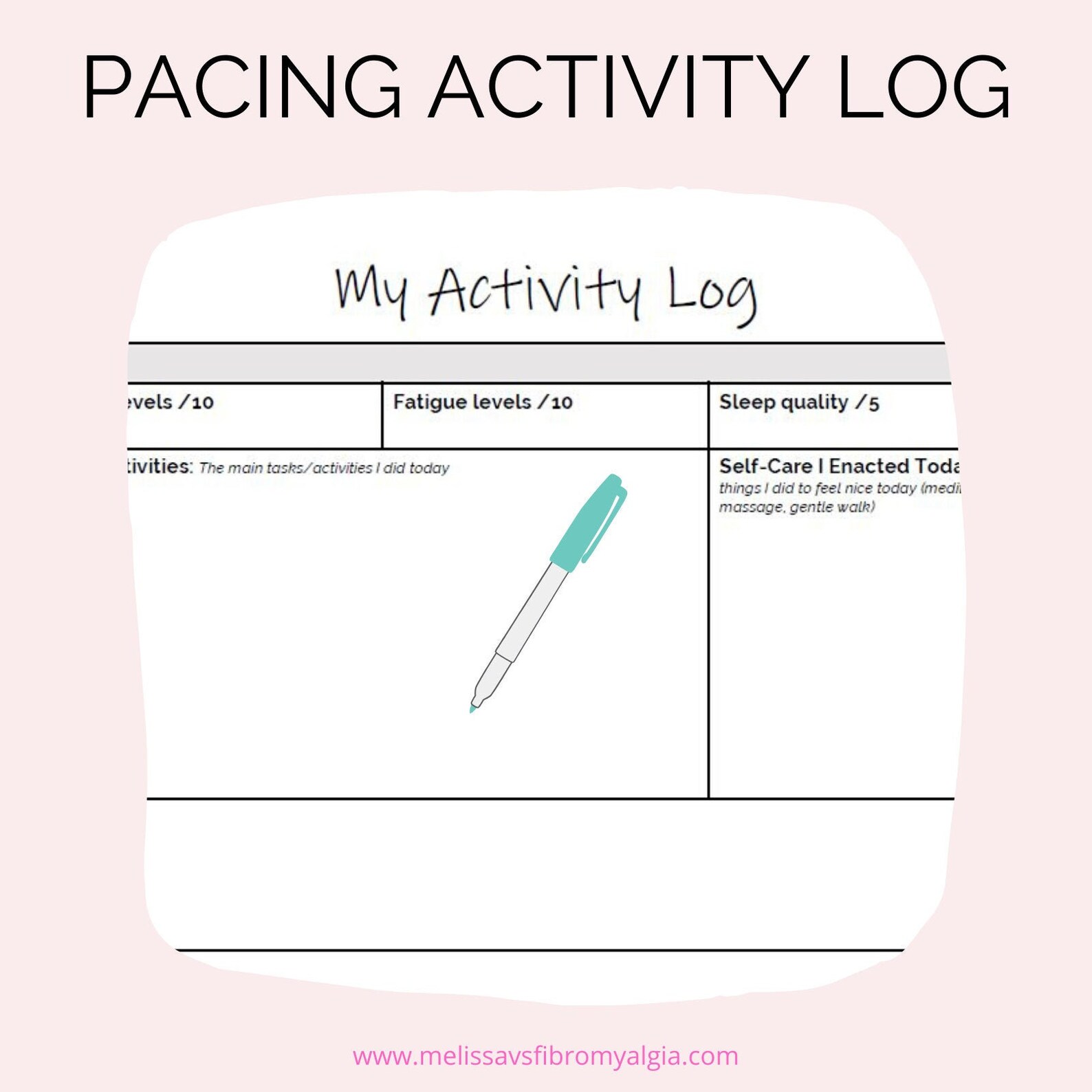 Pacing Activity Log for Chronic Illness Fibromyalgia Tracking - Etsy ...