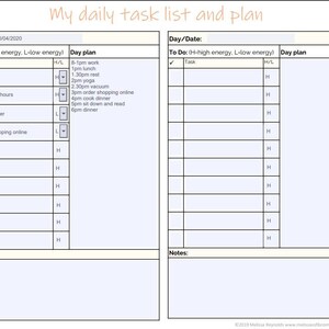 Day Planner for Chronic Pain and Fatigue Using Pacing Principles ...