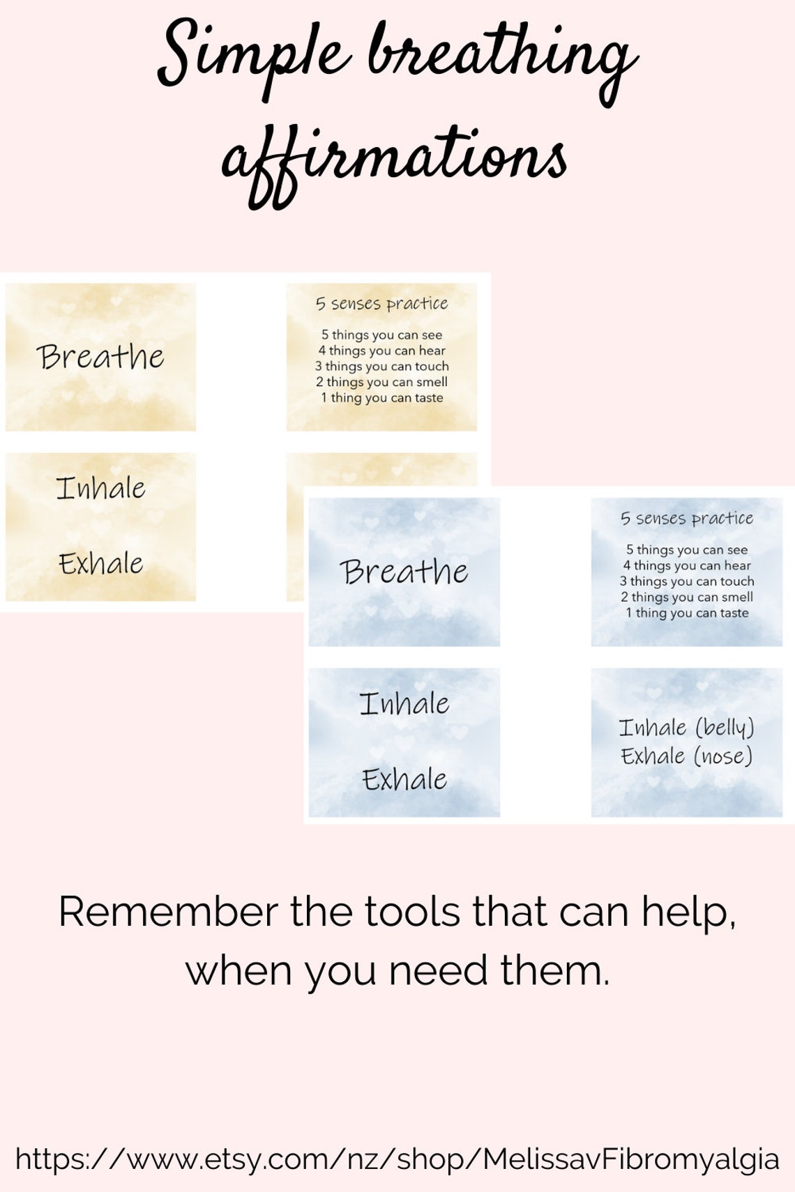Breathing Affirmations, Self-care Meditation Cards - Etsy