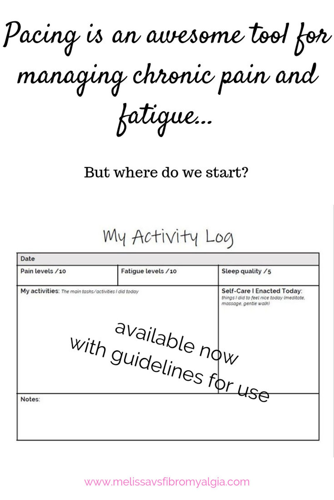 Pacing Activity Log for Chronic Illness Fibromyalgia Tracking - Etsy ...