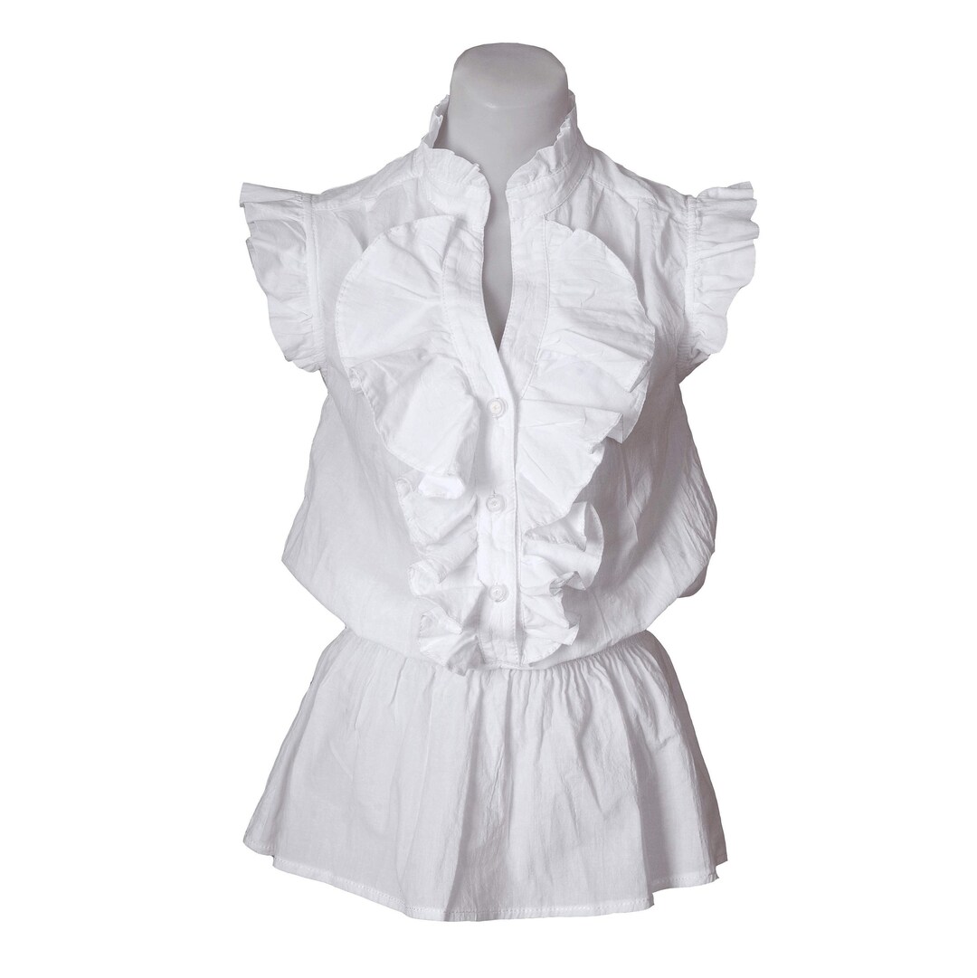 Short Sleeve Frill Front Ruffle Top - Etsy