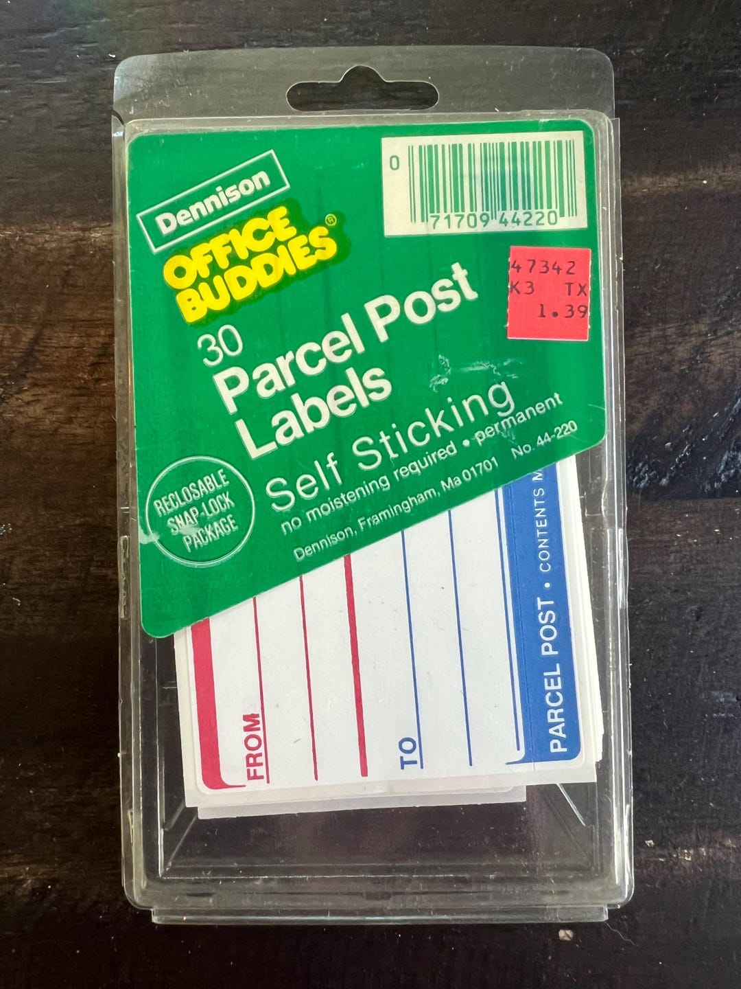 Vintage Parcel Post Labels | Dennison Office Buddies, 30 Self-sticking ...