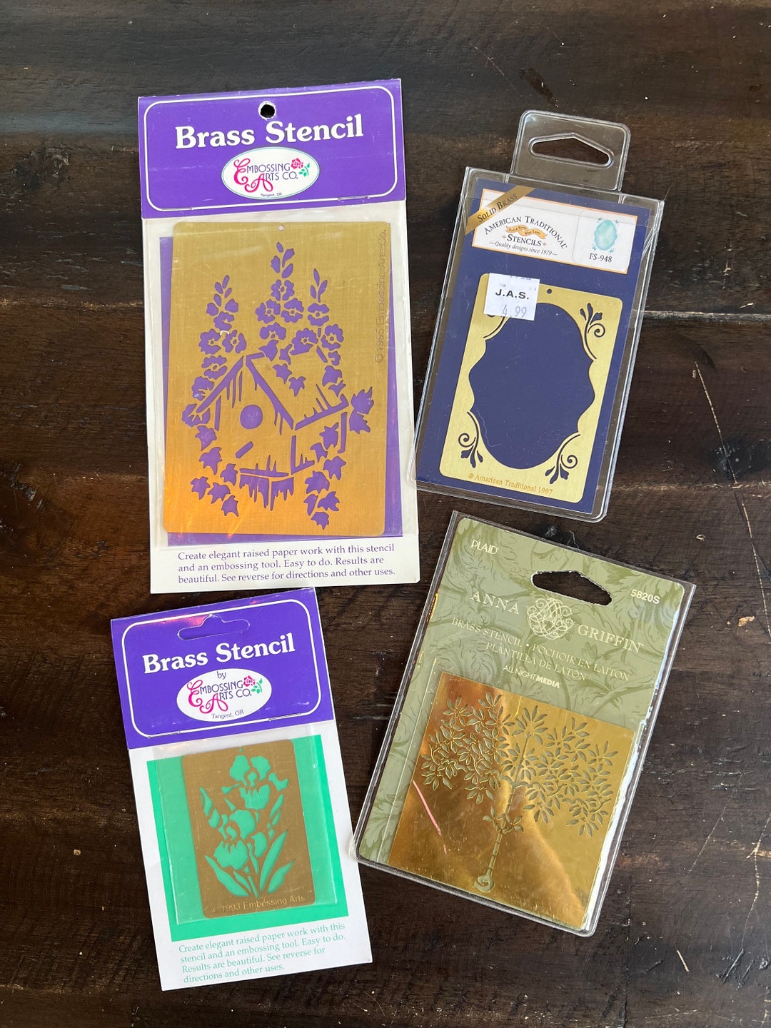 Brass Stencils | Set of Four | Vintage Brass Stencils | Vintage Crafts ...